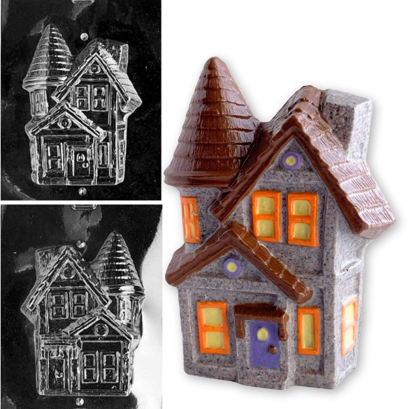 3D Haunted House Chocolate Mold 2 Part Set - Confectionery House
